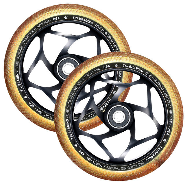 ENVY - 120MM X 30MM TRI BEARING WHEEL PAIR - BLACK/GOLD – US Pro Scooters