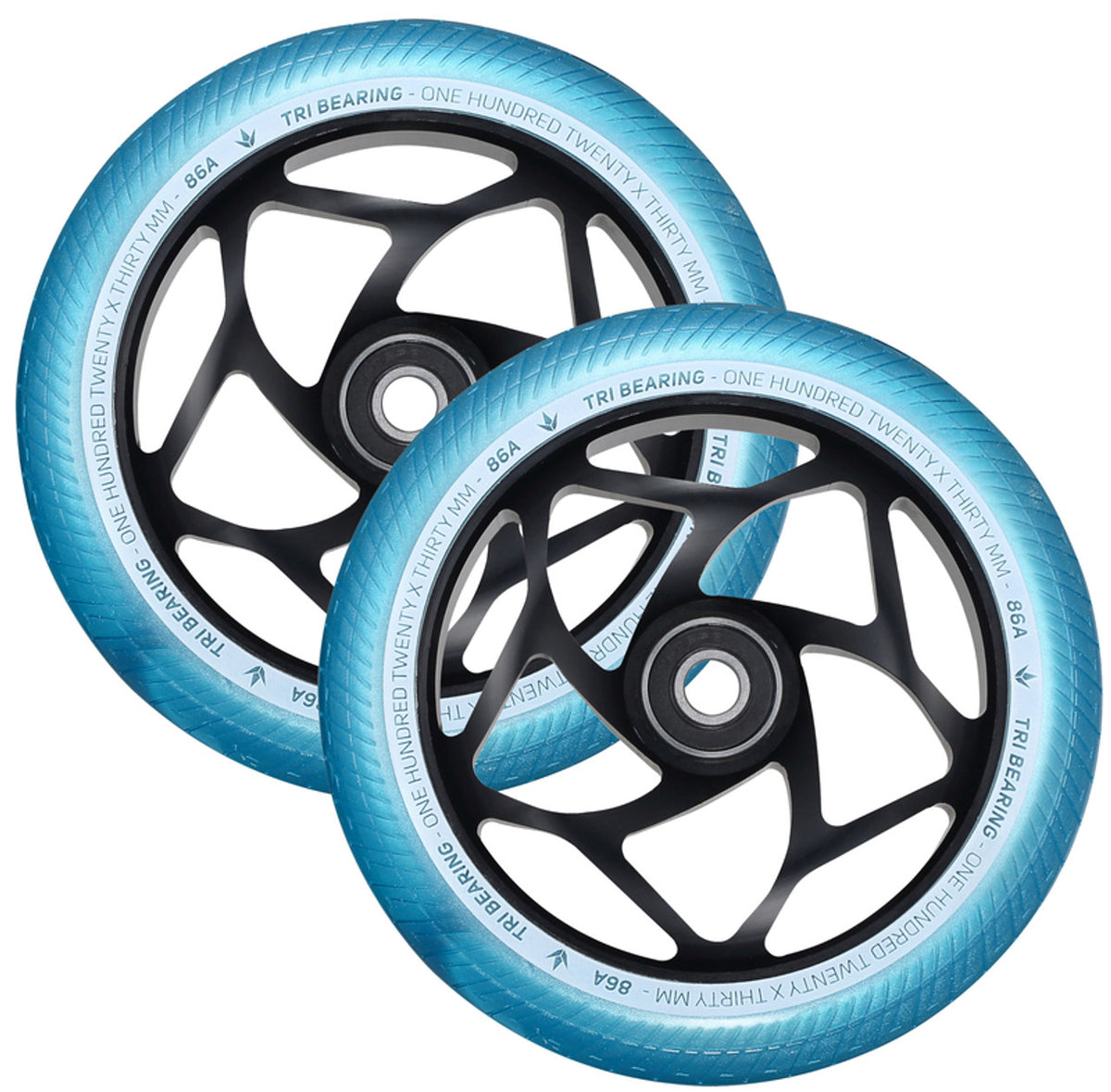 ENVY - 120MM X 30MM TRI BEARING WHEEL PAIR - BLACK/TEAL – US Pro Scooters