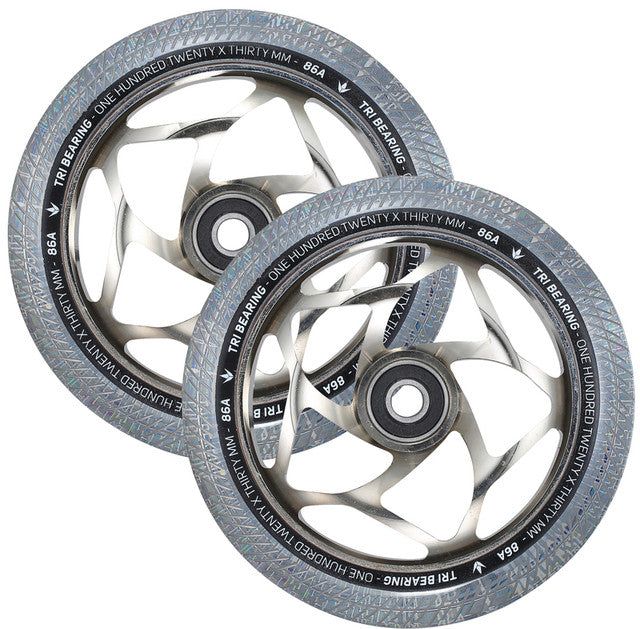 ENVY - 120MM X 30MM TRI BEARING WHEEL PAIR - CHROME/CLEAR – US Pro Scooters
