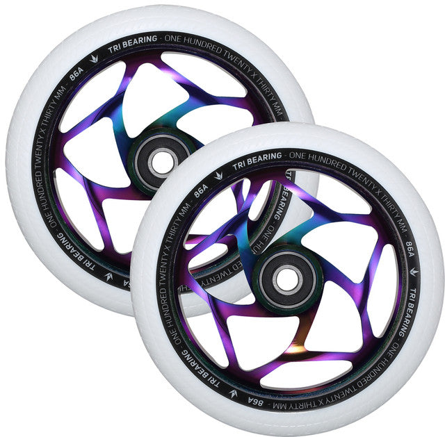ENVY - 120MM X 30MM TRI BEARING WHEEL PAIR - OIL SLICK/WHITE – US Pro ...